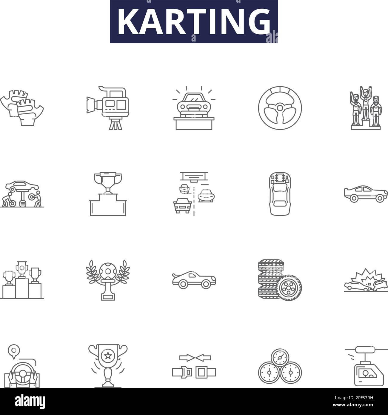 Karting line vector icons and signs. Racing, Kart, Track, Fast, Fun ...