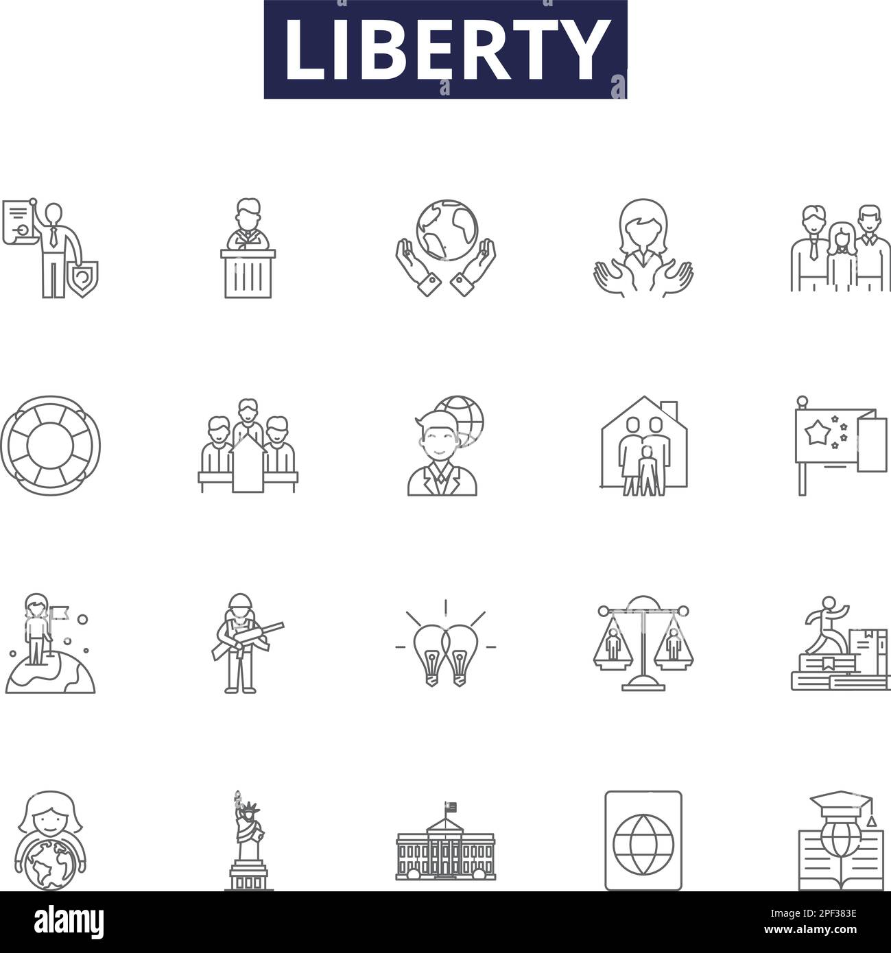 Liberty line vector icons and signs. liberty, autonomy, independence ...