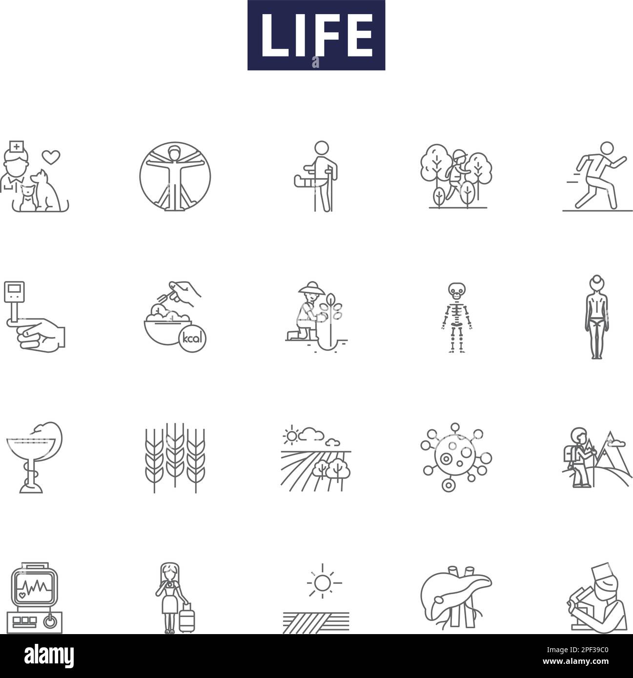 Life line vector icons and signs. Living, Being, Survival, Vitality ...