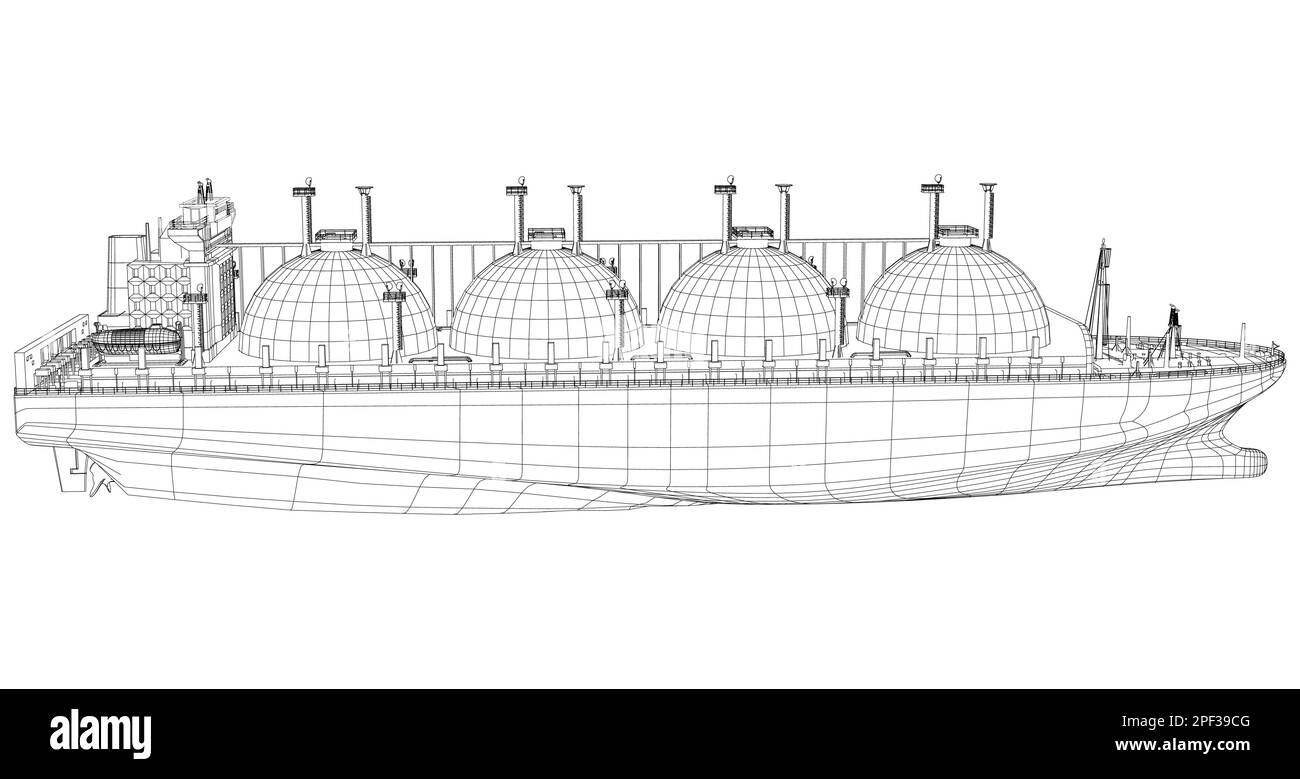 Gas carrier LNG. Blue particle and lines form Gas tanker Stock Vector ...