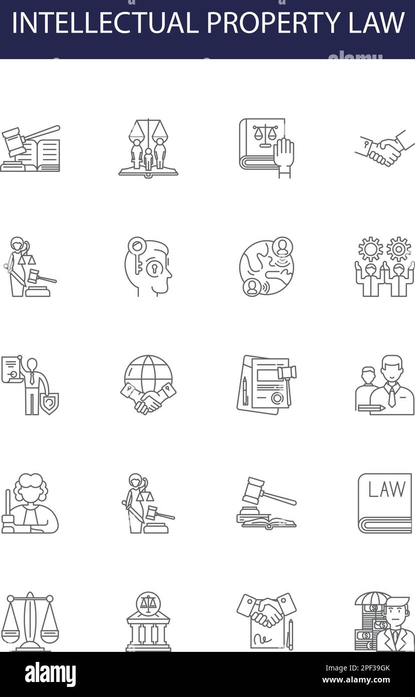 Intellectual property law line vector icons and signs. patent ... Intellectual property law line vector icons and signs. patent ...