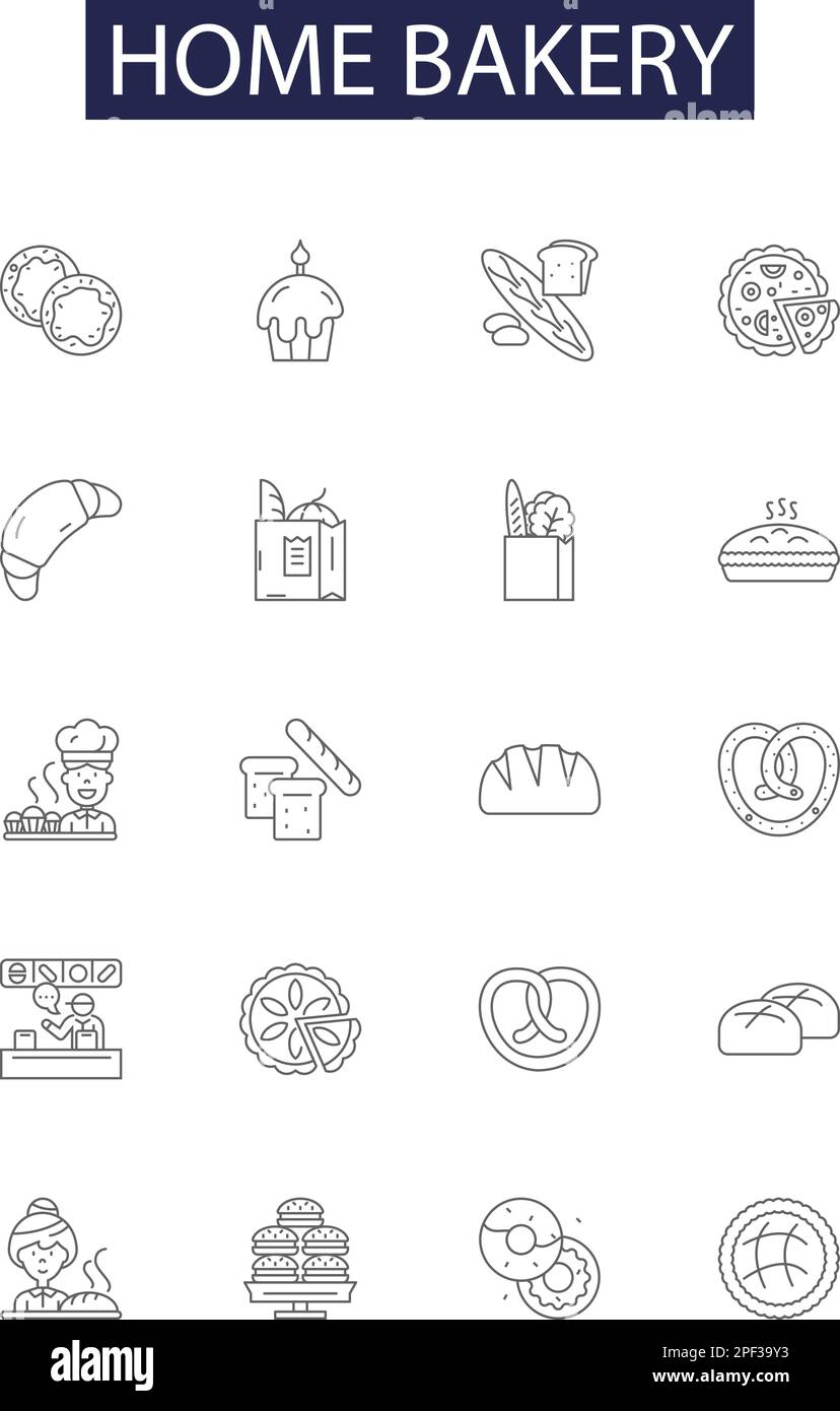 Home bakery line vector icons and signs. Home, Homemade, Cakes, Bread ...