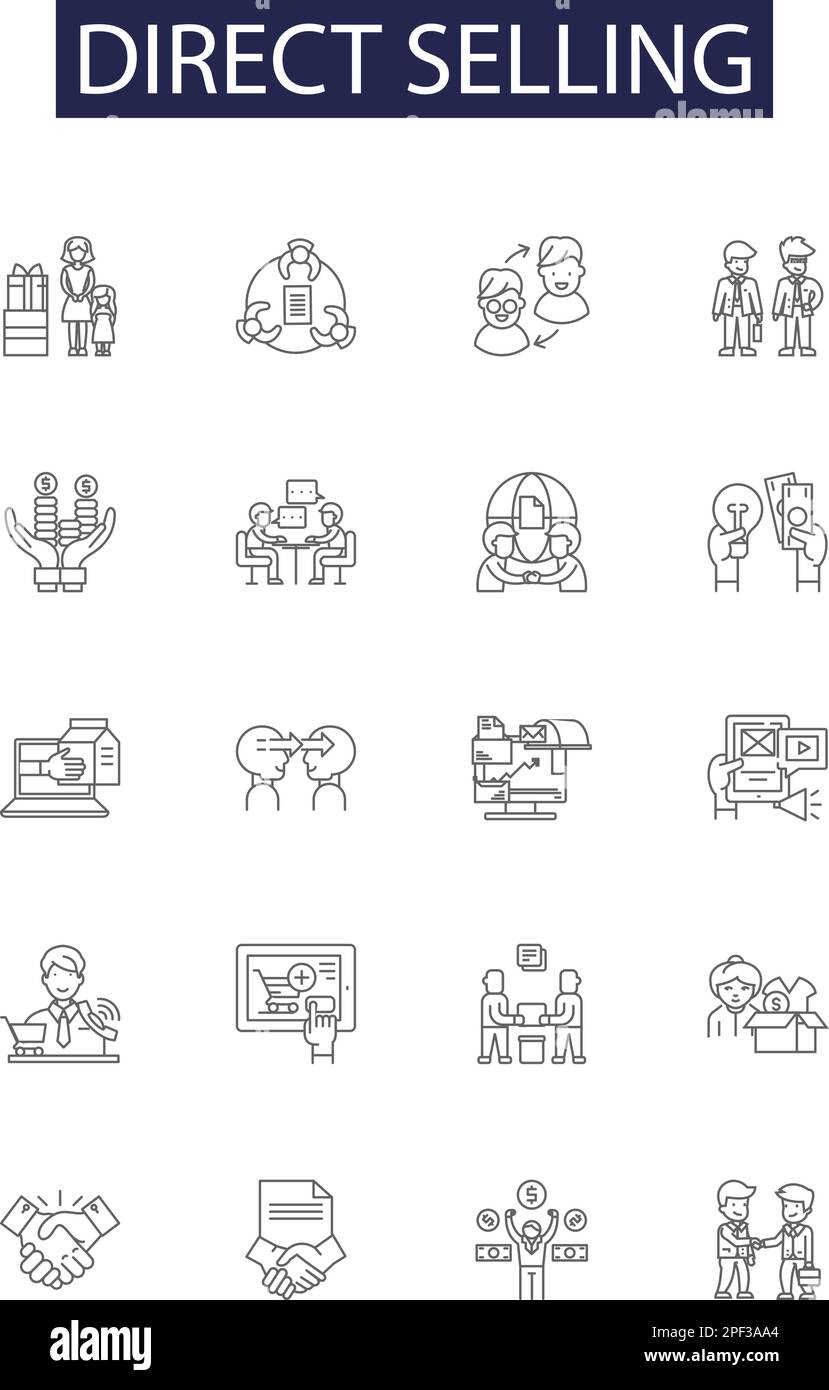 Direct selling line vector icons and signs. Selling, Market, Direct ...