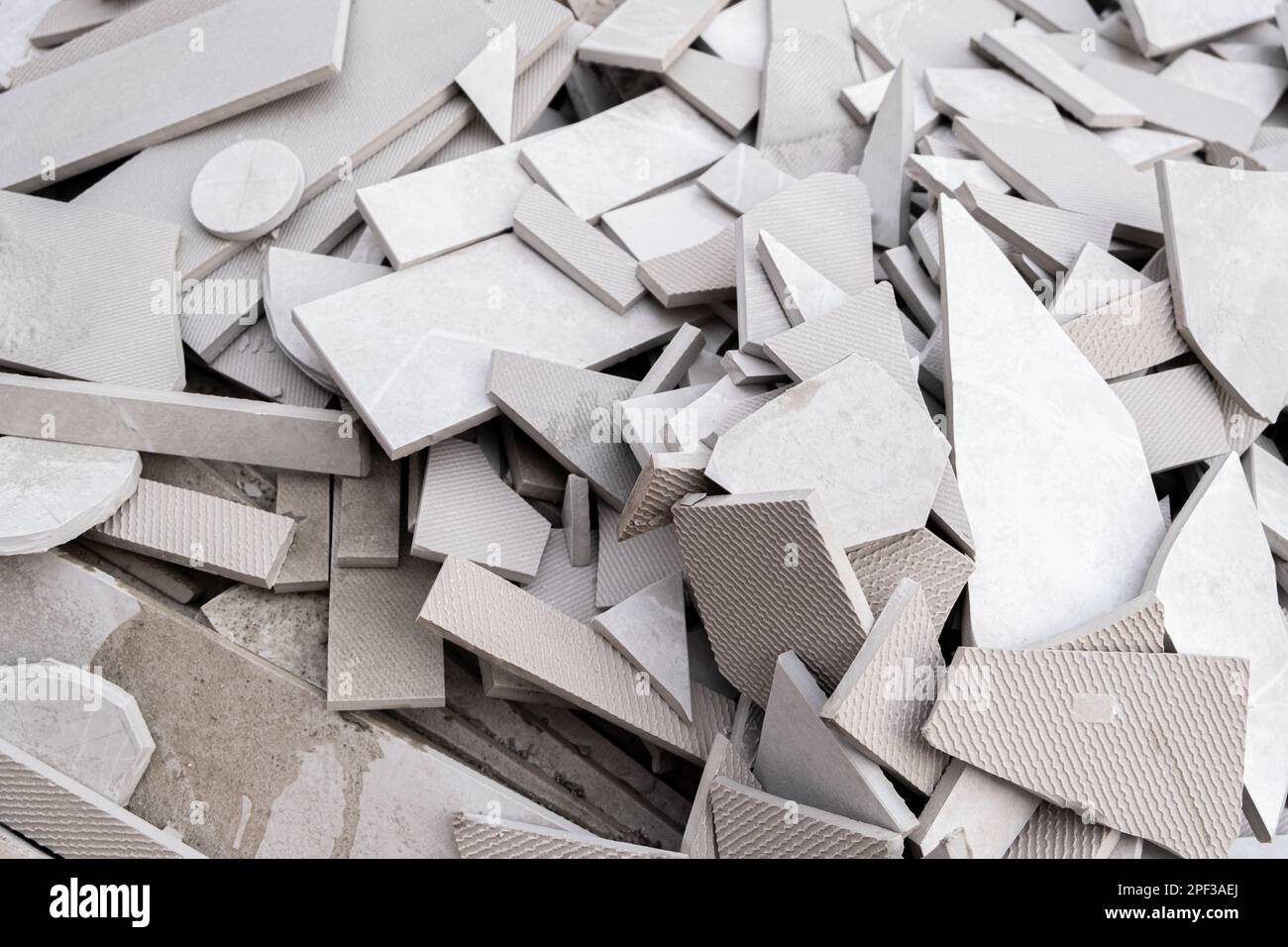 A heap of Shattered ceramic tiles, Renovation Construction Waste Stock ...