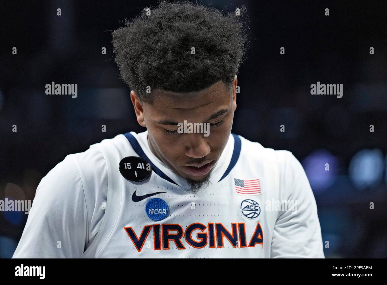 Virginia guard Reece Beekman reacts as he leaves the court after the ...