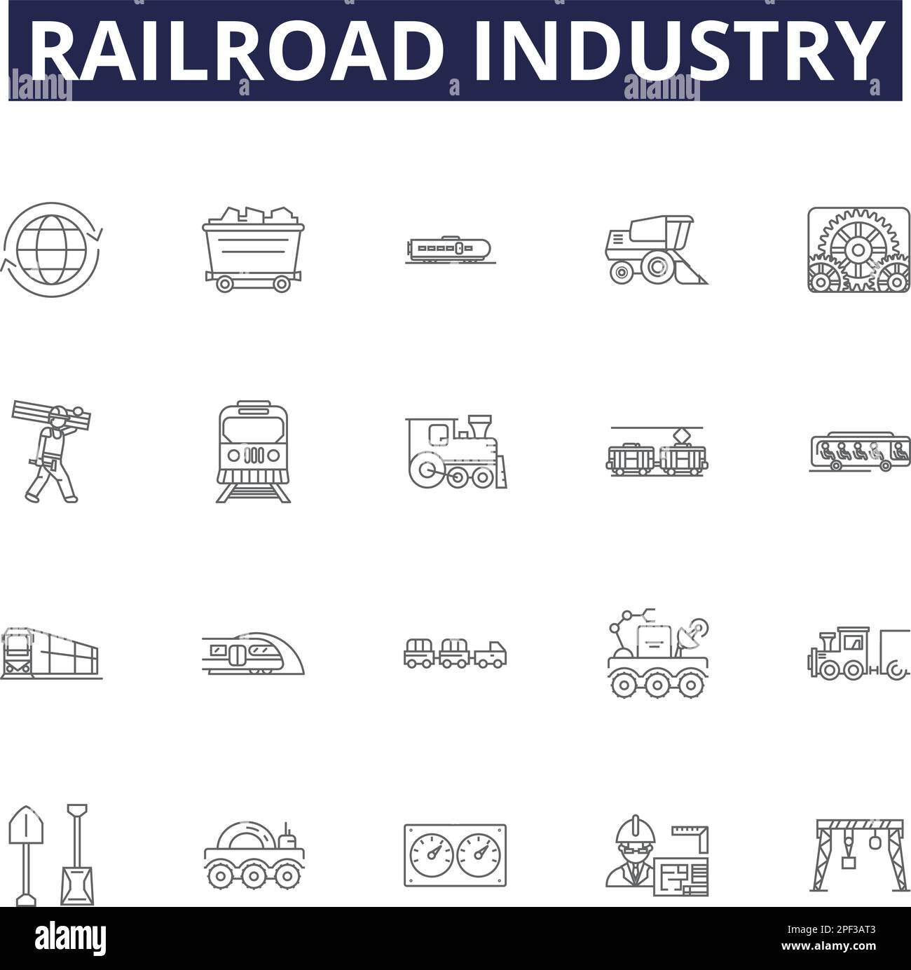 Railroad industry line vector icons and signs. Railroad, Tracks ...
