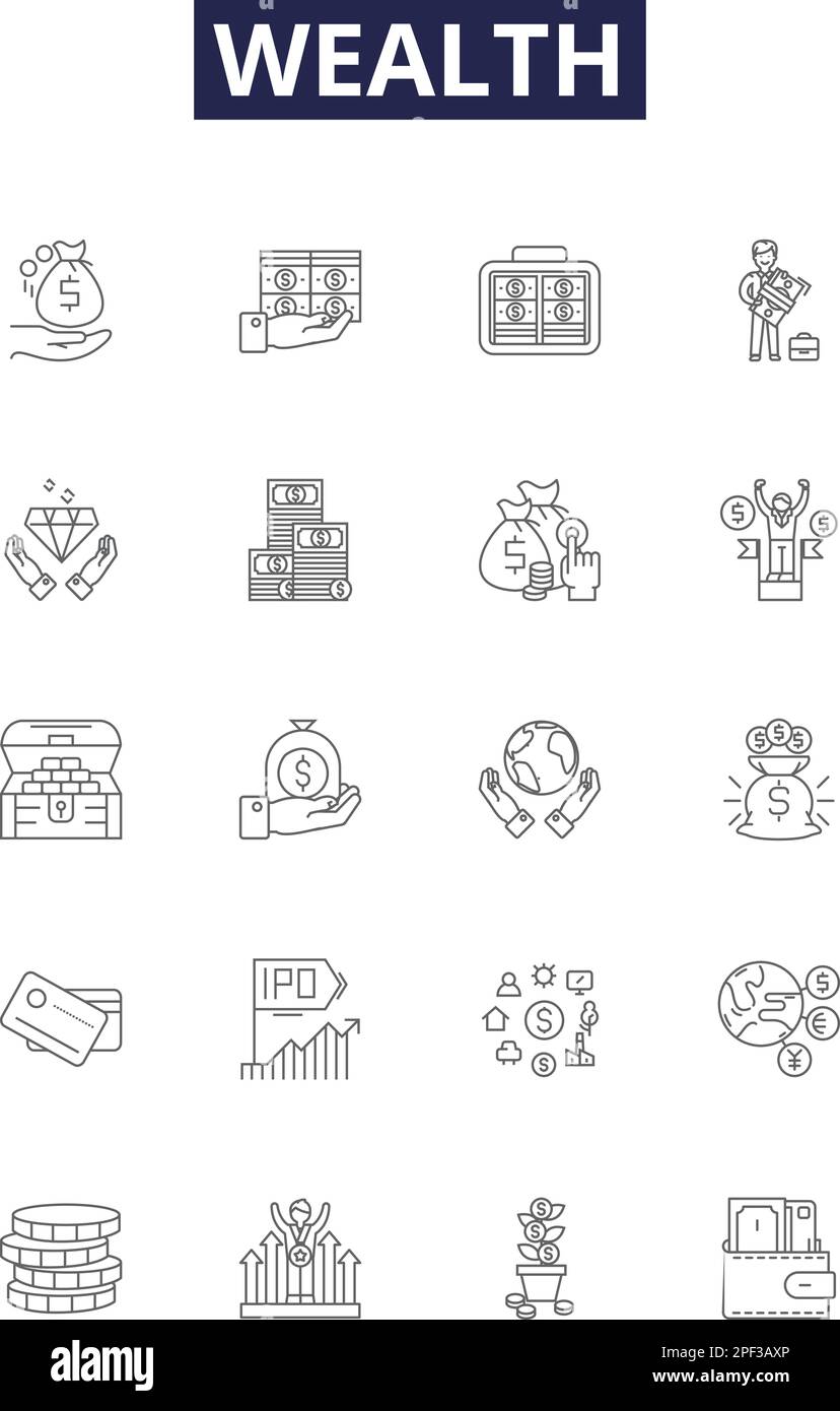Wealth line vector icons and signs. Riches, Prosperity, Fortune ...