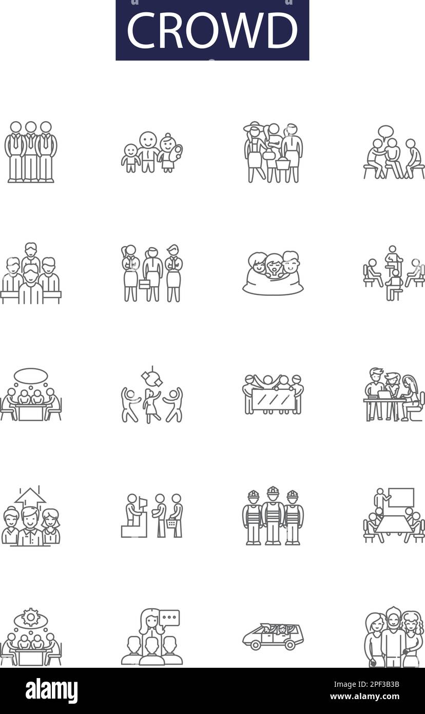Crowd Line Vector Icons And Signs Herd Horde Gathering Throng Swarm Clusters Assembly