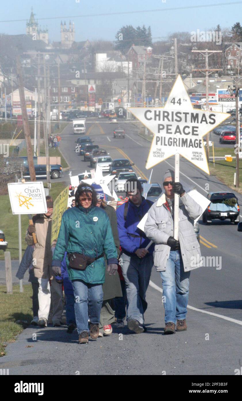 Beverly Birky,left, and Ian Birky lead the annual Nazareth to Bethlehem ...