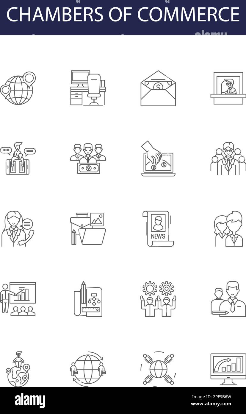 Chambers Of Commerce Line Vector Icons And Signs Commerce Business