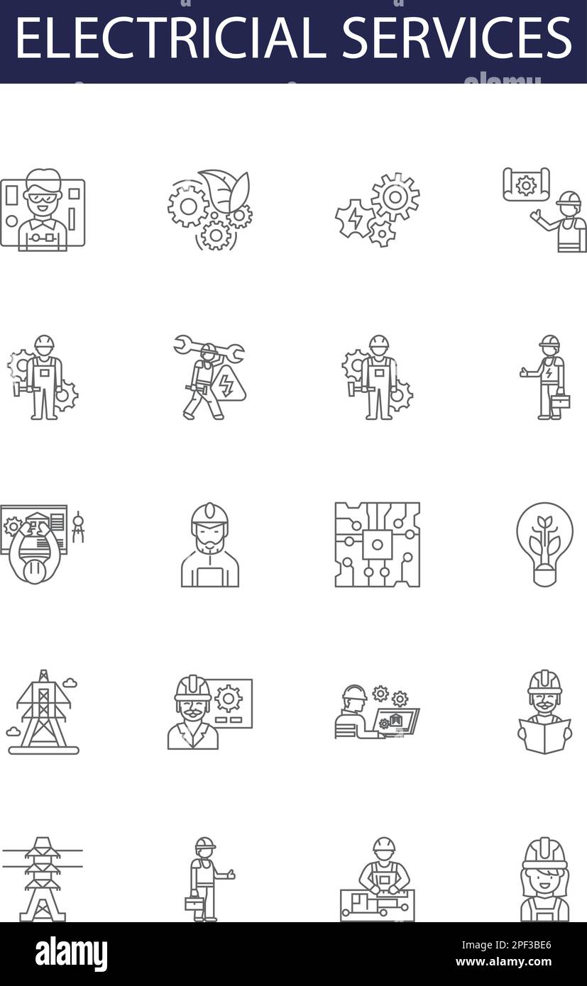 Electricial services line vector icons and signs. Services, Wiring ...