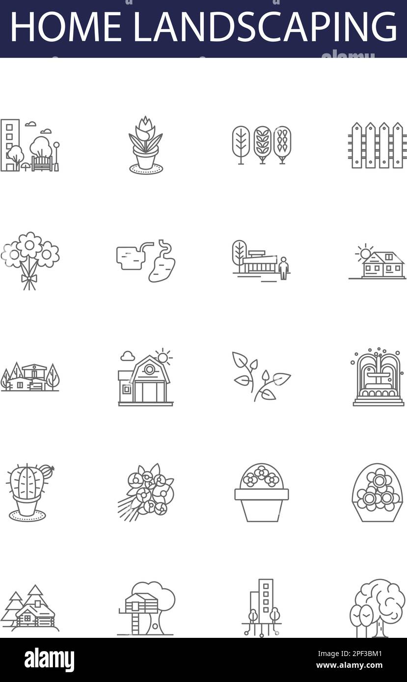 Home landscaping line vector icons and signs. Home, Garden, Design ...