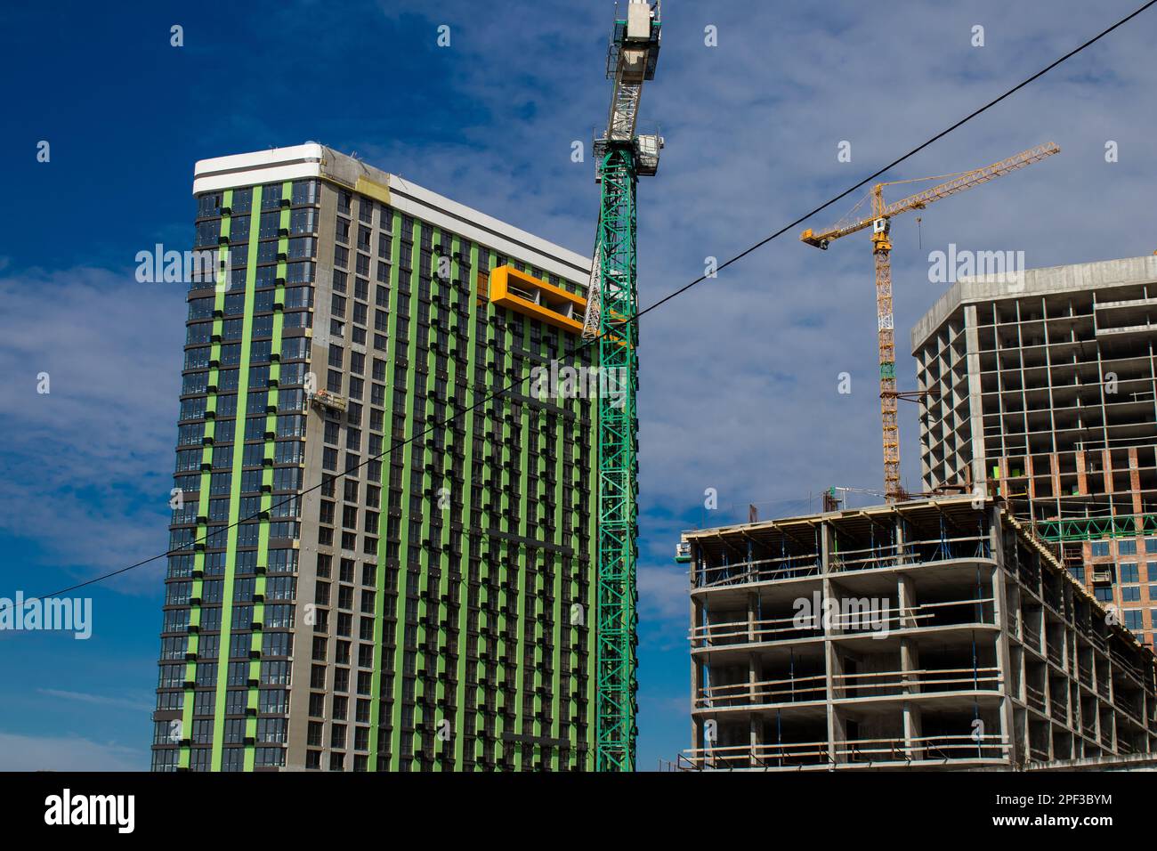 Modern buildings in the city of Kyiv, capital of Ukraine during an air ...