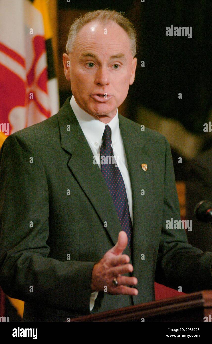 Thomas E. Hutchins talks with reporters during a press conference after ...