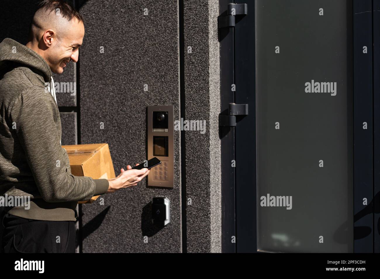 nfc's mobile phone use for open safety door Stock Photo - Alamy