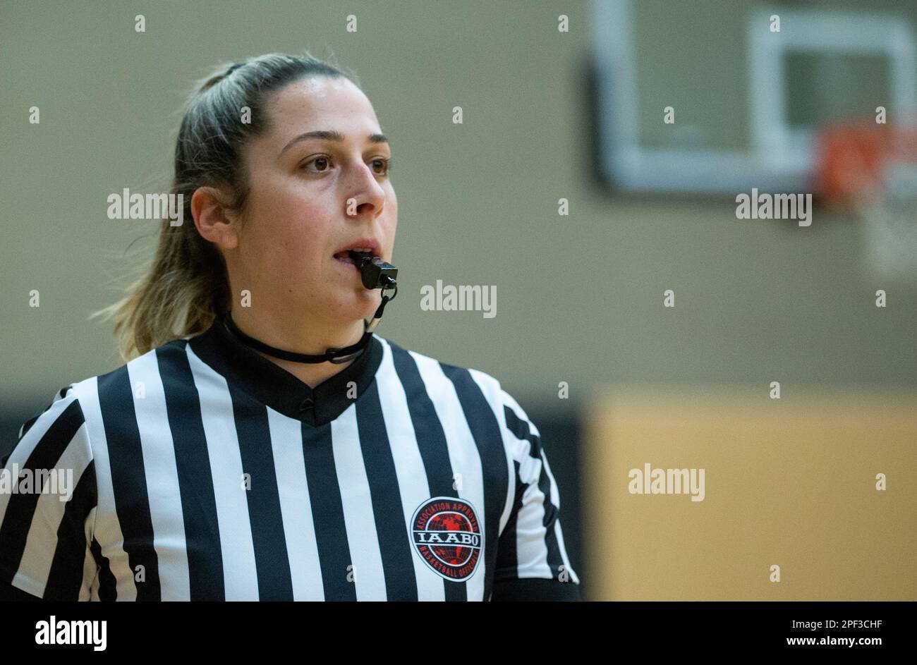 Female referee at a basketball game Stock Photo - Alamy