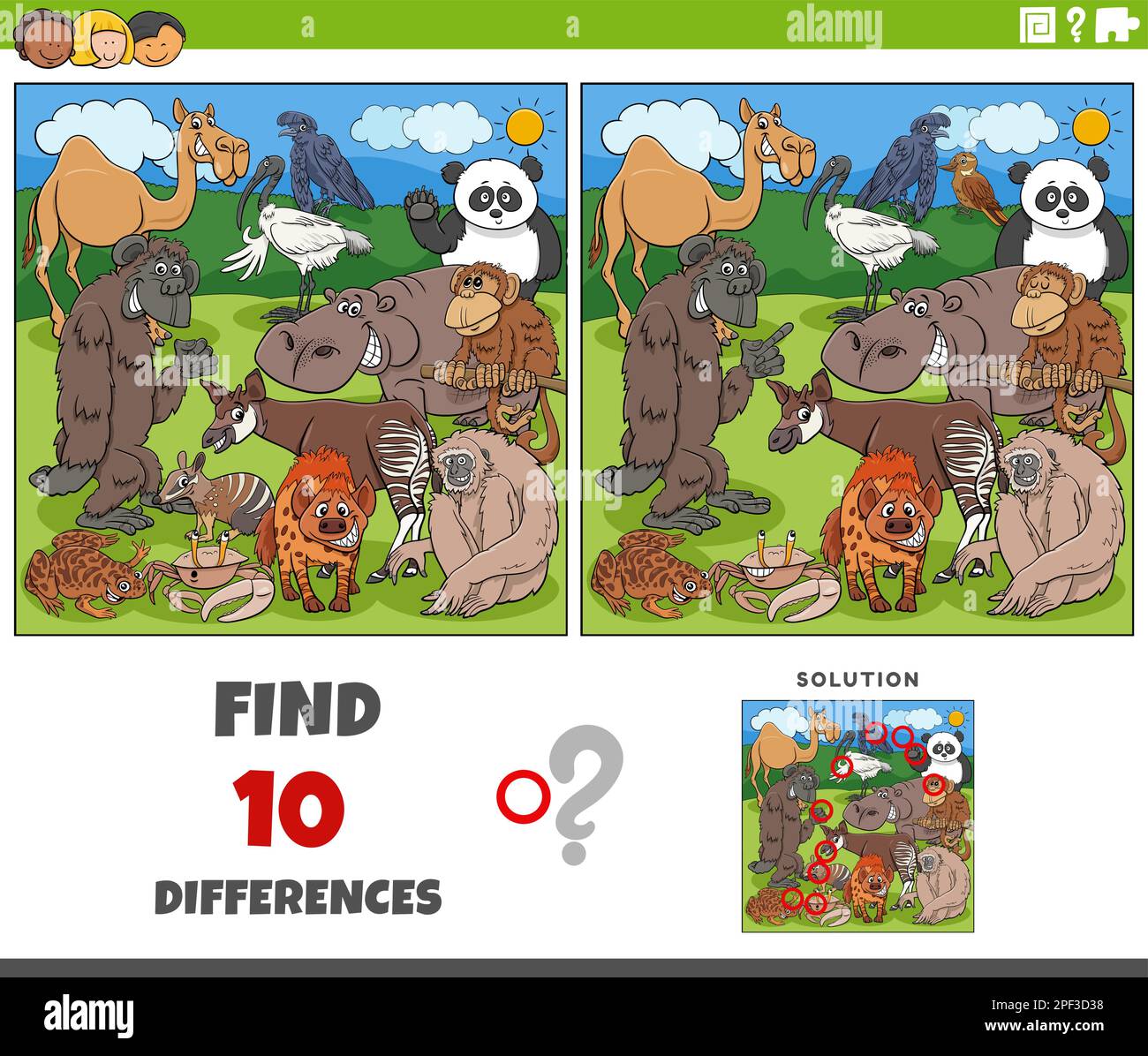 Cartoon illustration of finding the differences between pictures ...