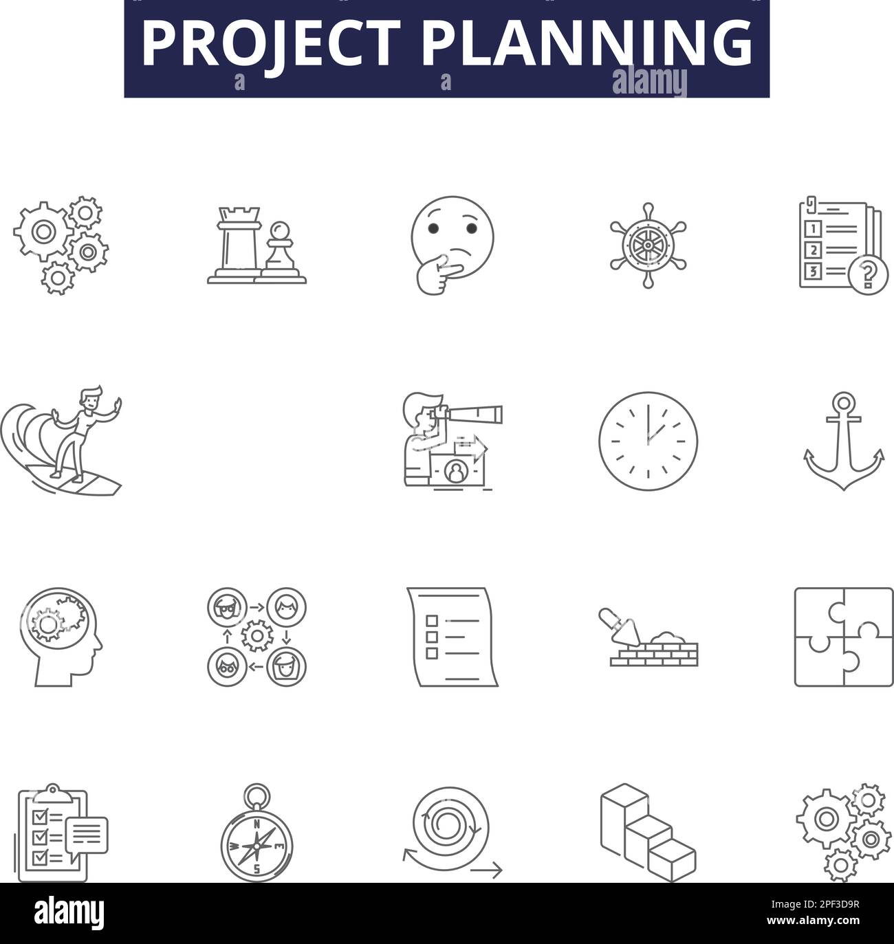 Project planning line vector icons and signs. Planning, Management ...