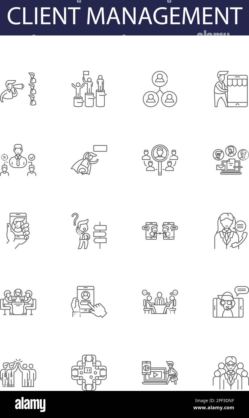 Client management line vector icons and signs. Management, Tracking ...