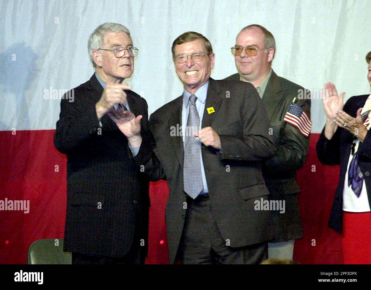 ** FILE ** Rep. Joe Skeen, R-N.M., left, is welcomed to the stage by ...