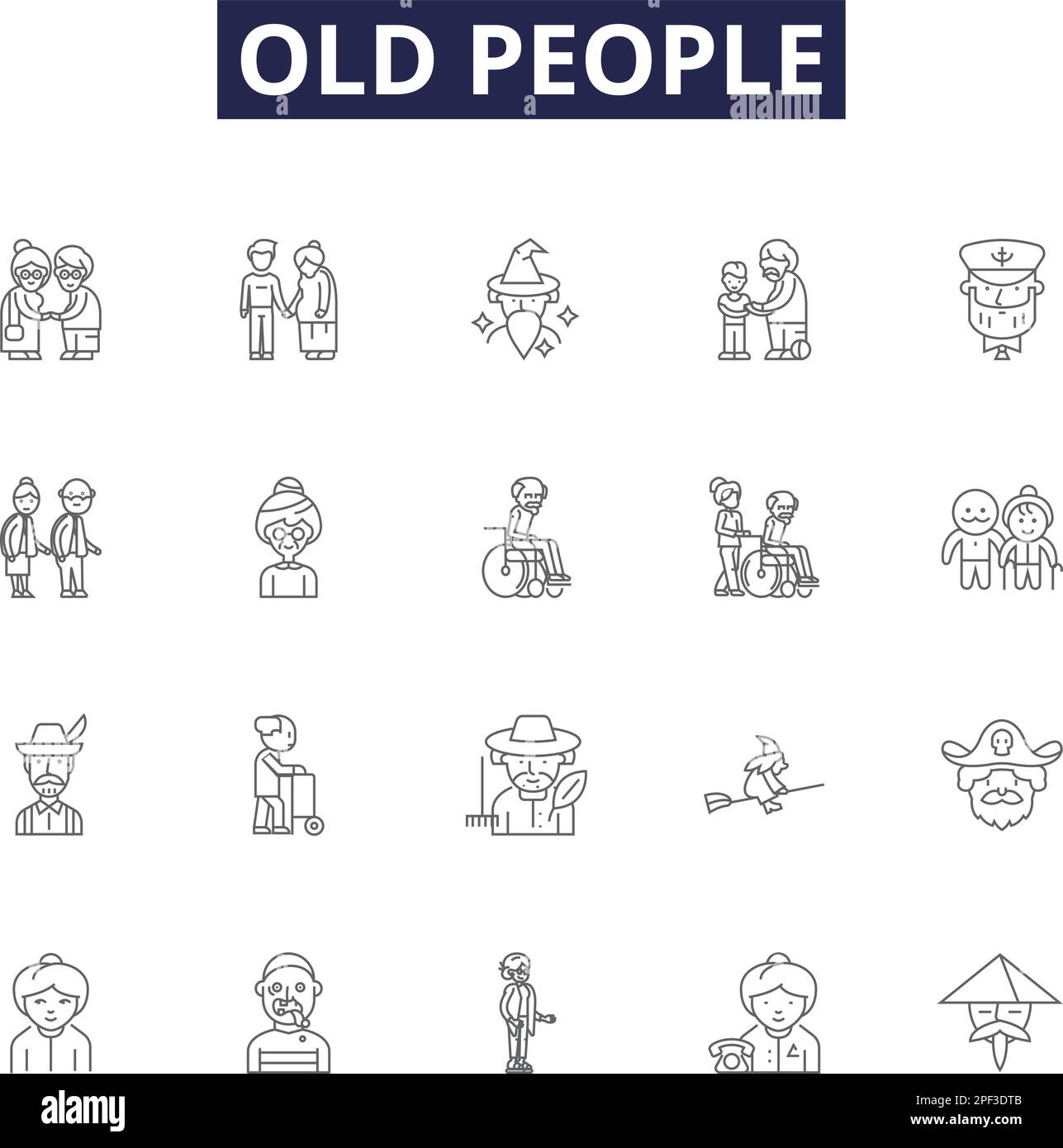 Old people line vector icons and signs. old, happy, elderly, woman ...