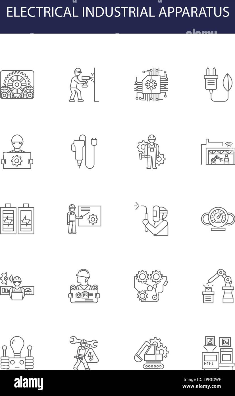 Electrical industrial apparatus line vector icons and signs. Electrical ...