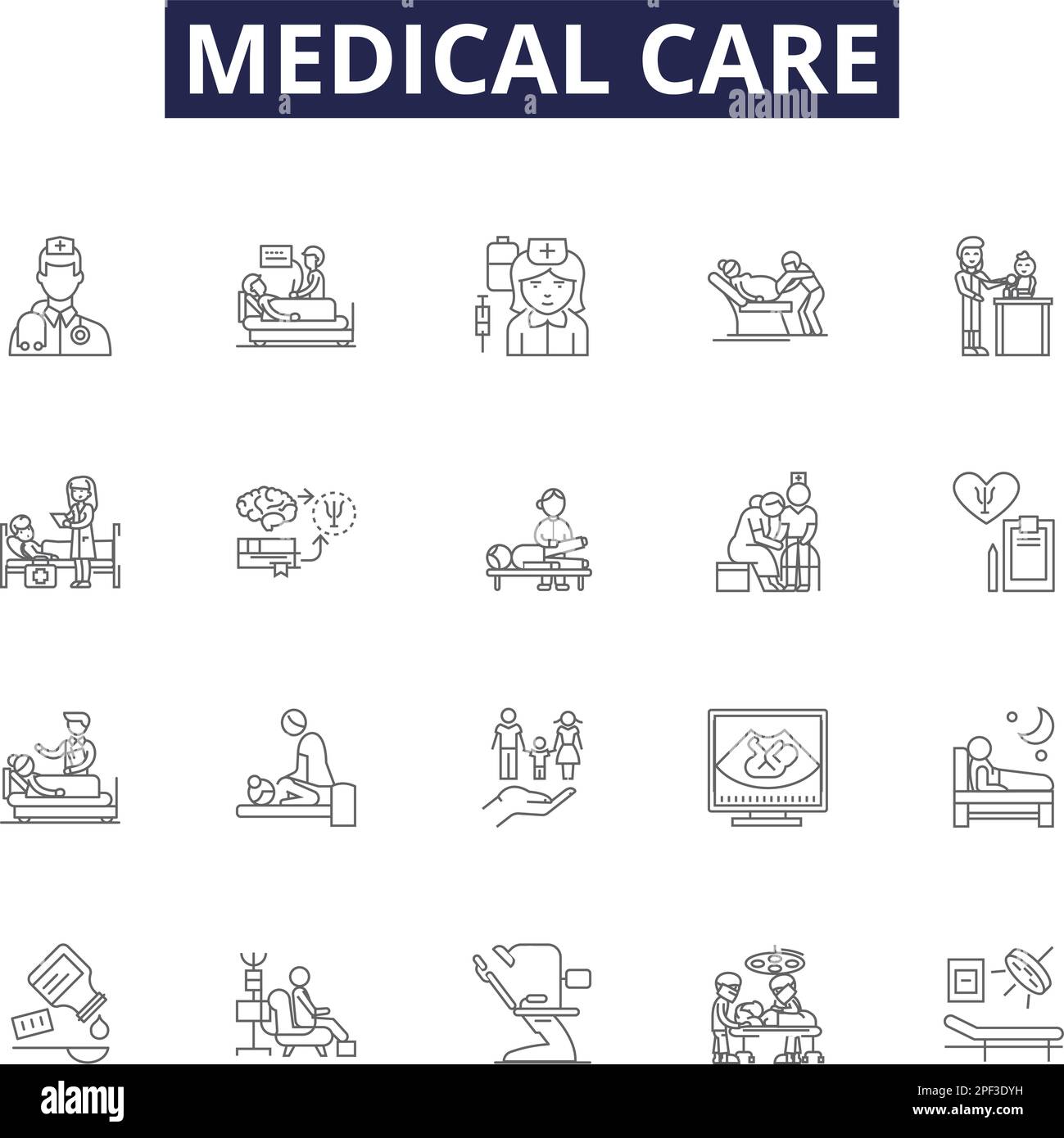 Medical care line vector icons and signs. Healthcare, Clinic, Hospital ...