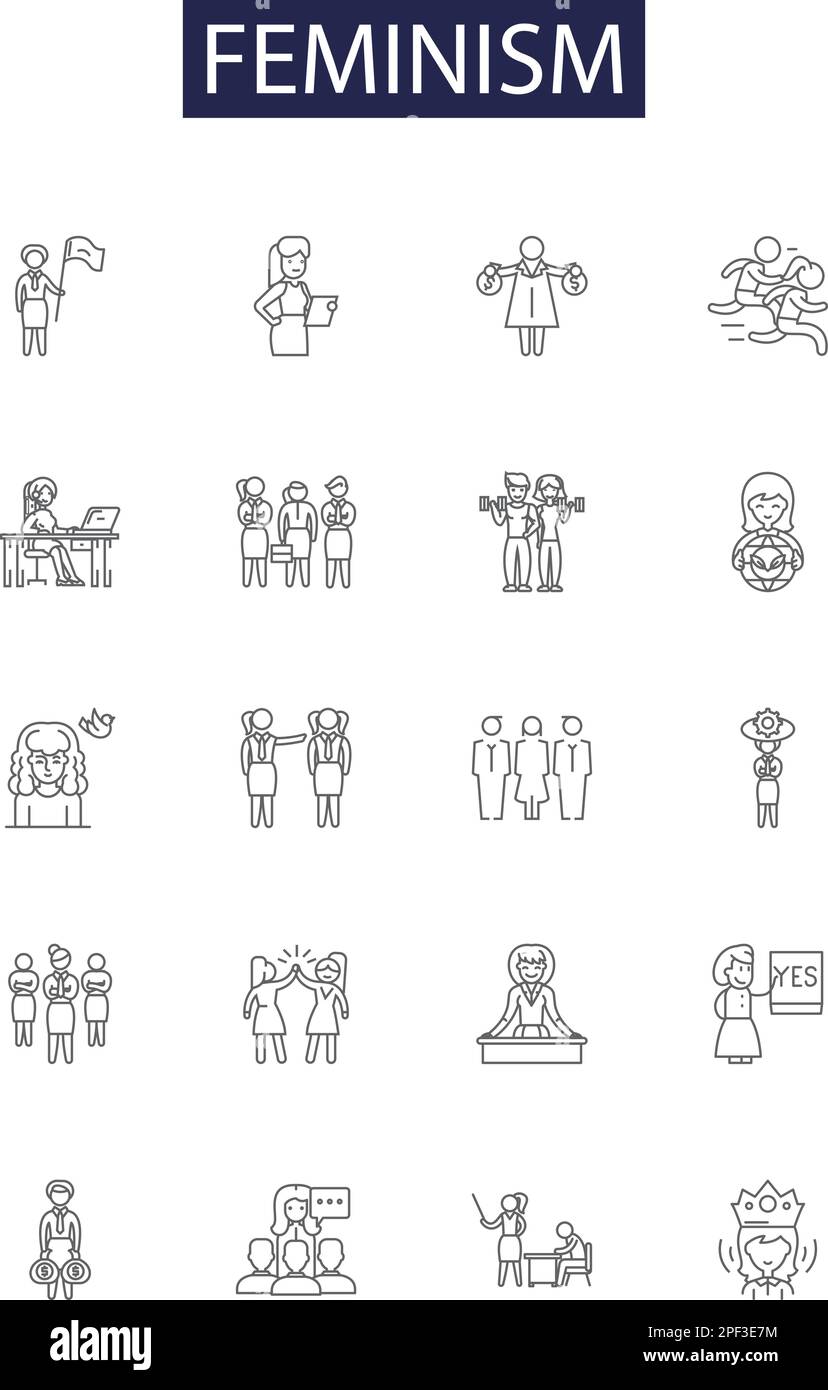 Feminism line vector icons and signs. Women, Gender, Rights ...