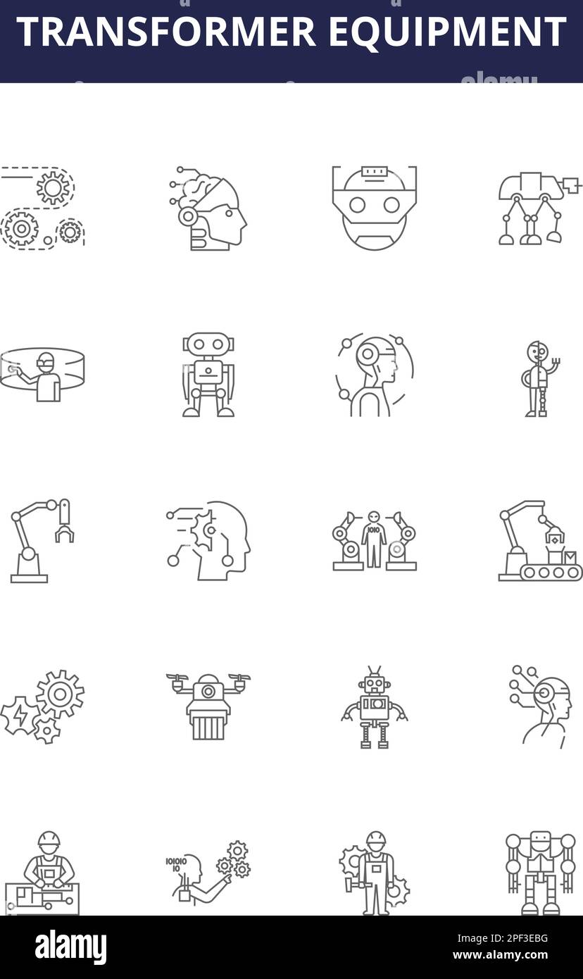 Transformer equipment line vector icons and signs. Equipment, Power ...