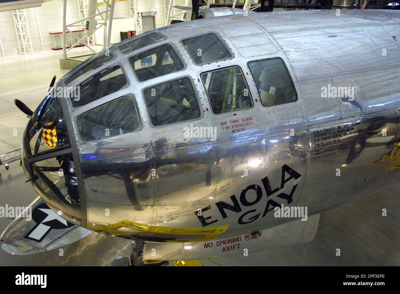 The cockpit of the B-29 Bomber Enola Gay, which dropped the atomic bomb ...