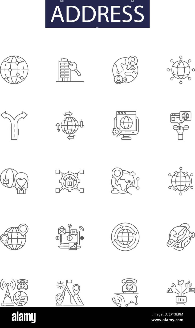 Address line vector icons and signs. location, position, site, street ...
