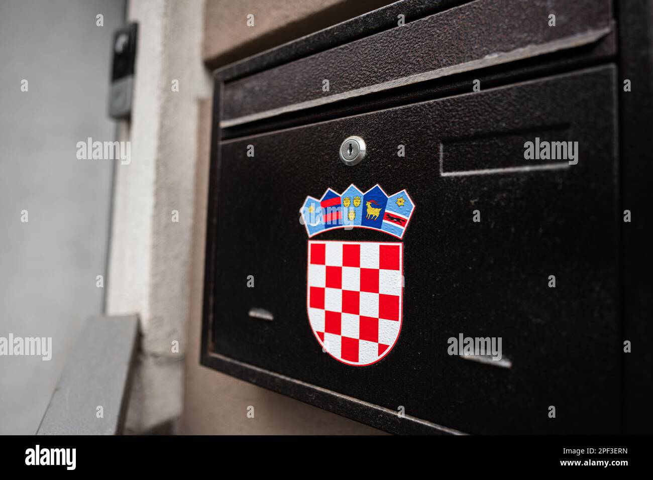 Croatia coat of arms in house mail box. Croatian Embassy Stock Photo ...