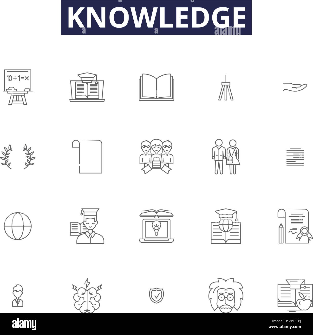 Knowledge line vector icons and signs. Insight, Education, Wisdom ...
