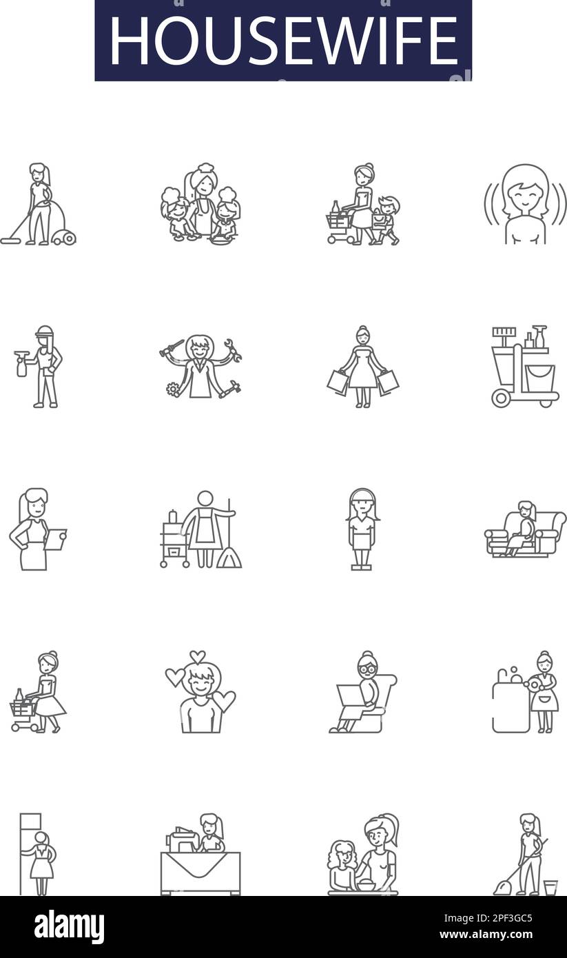 Housewife line vector icons and signs. Housekeeper, Domestic, Spouse ...