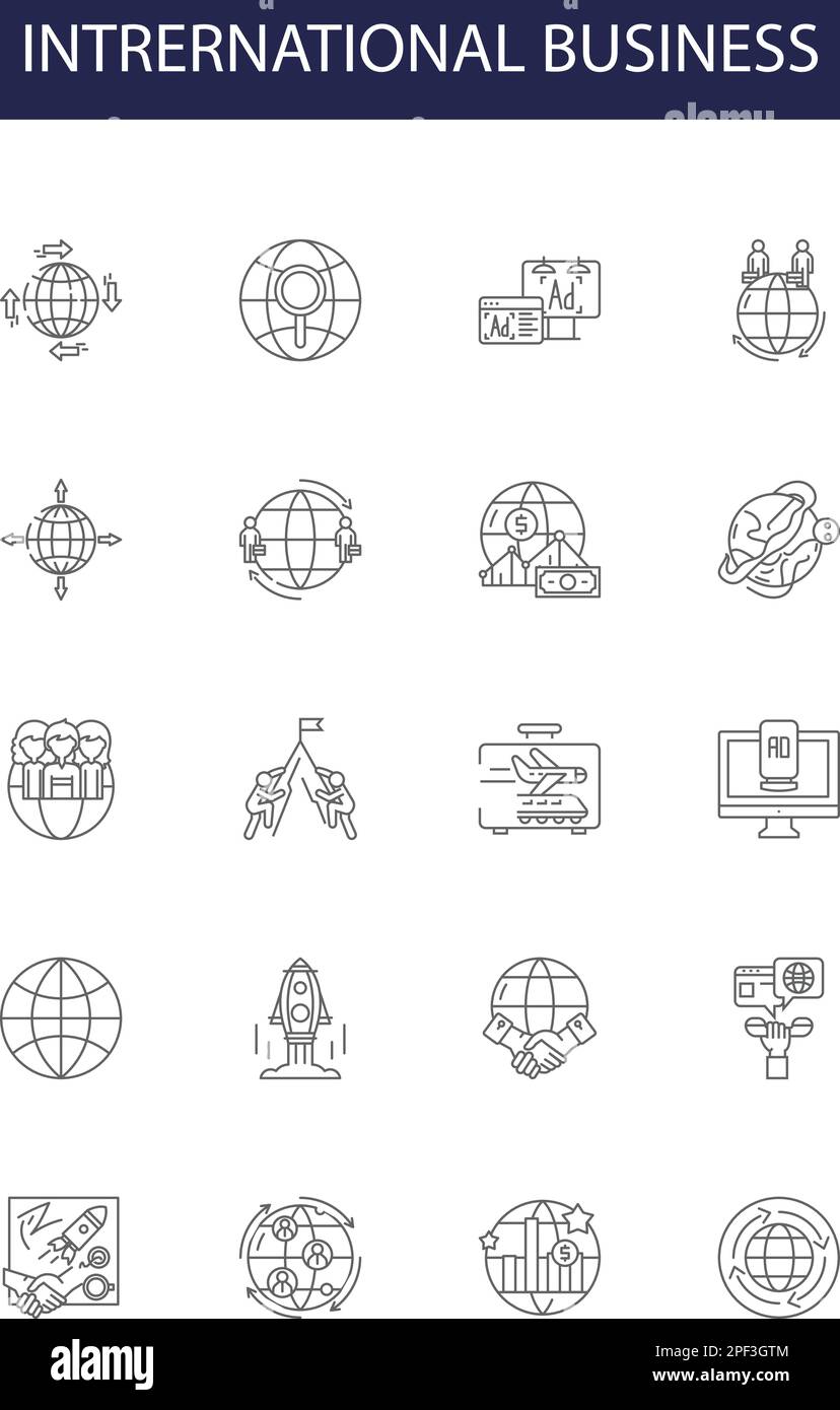 Intrernational business line vector icons and signs. Business, Trade ...