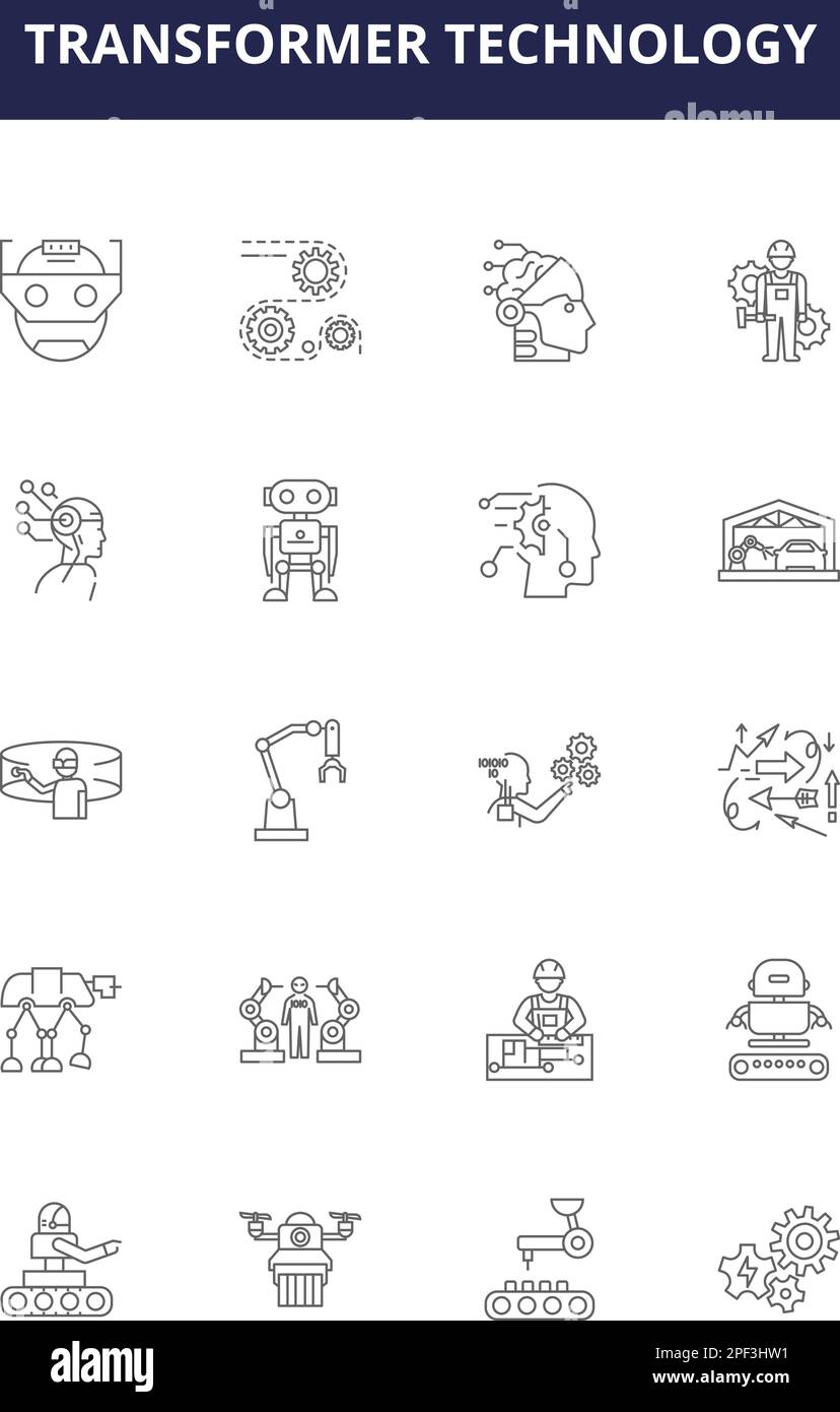 Transformer technology line vector icons and signs. Technology, Power ...