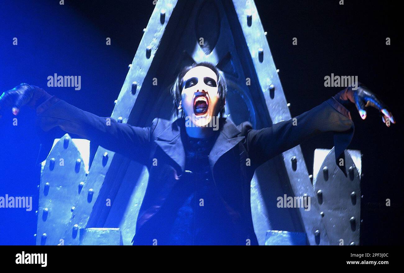 U.S. rock star Marilyn Manson performs on stage during a concert in ...
