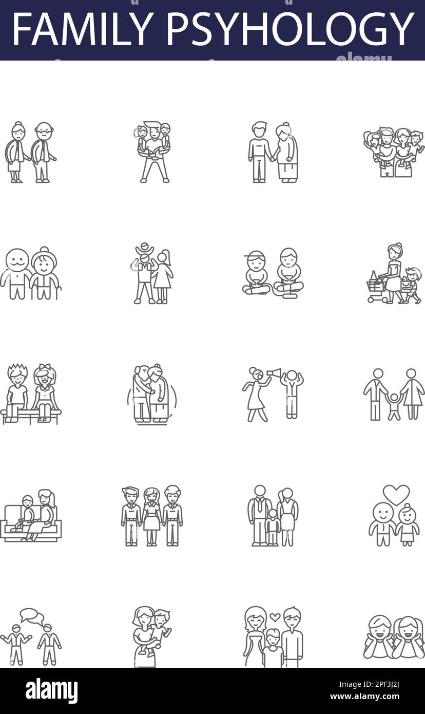 Family psyhology line vector icons and signs. family, concept ...