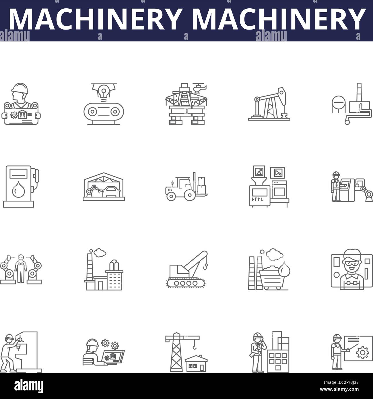 Machinery machinery line vector icons and signs. machinery, machine ...