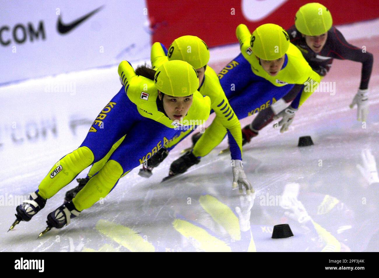 South Korea's Choi Eun-kyung, left, leads compatriots Byun Chun-sa ...