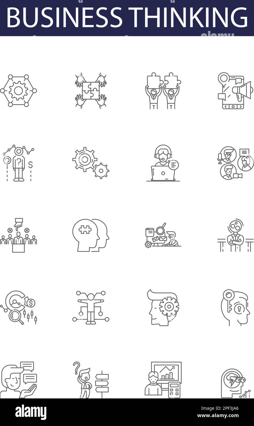 Business thinking line vector icons and signs. thinking, office ...