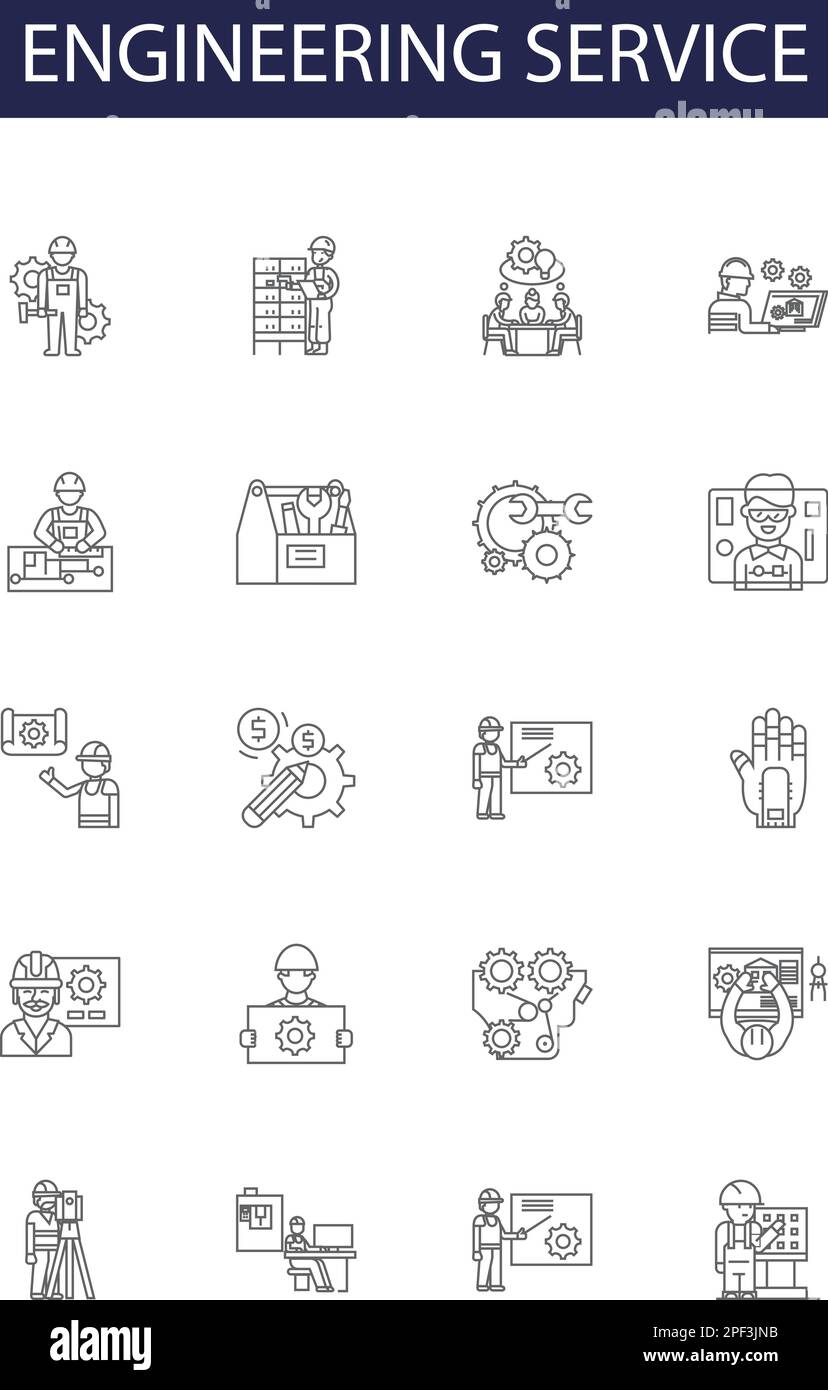 Engineering service line vector icons and signs. Service, Consultancy ...