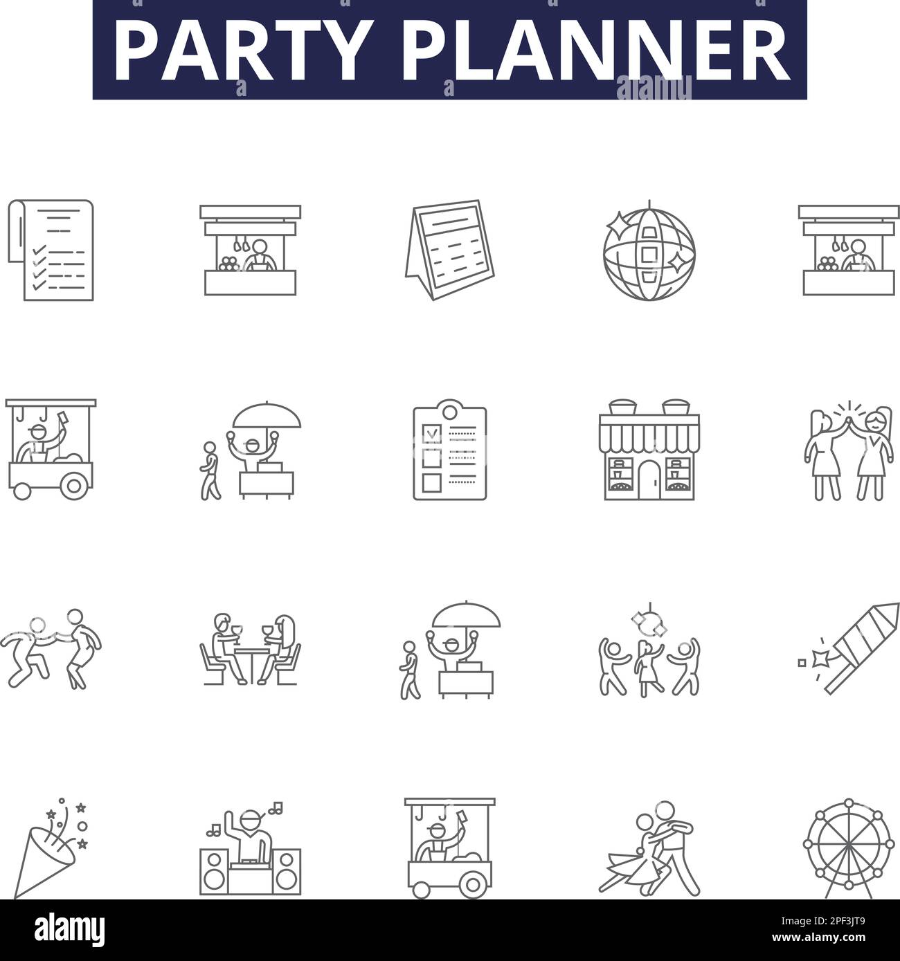 Party planner line vector icons and signs. Host, Coordinator, Caterer ...