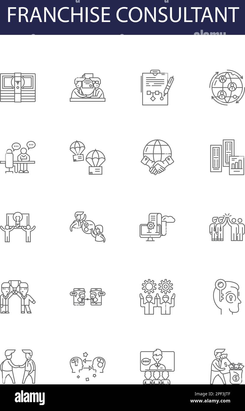 Franchise consultant line vector icons and signs. business ...