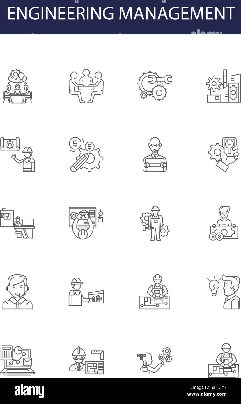 Engineering management line vector icons and signs. Management ... Engineering management line vector icons and signs. Management ...