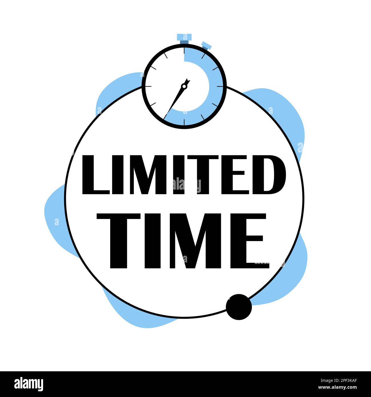 Limited time flat blue vector with alarm clock icon. Promotion symbol ...