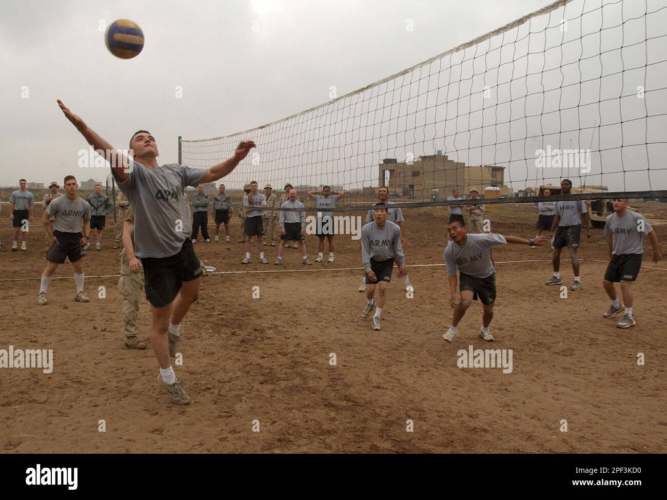 U.S. Army 82nd Airborne Division soldiers play volleyball before their ...