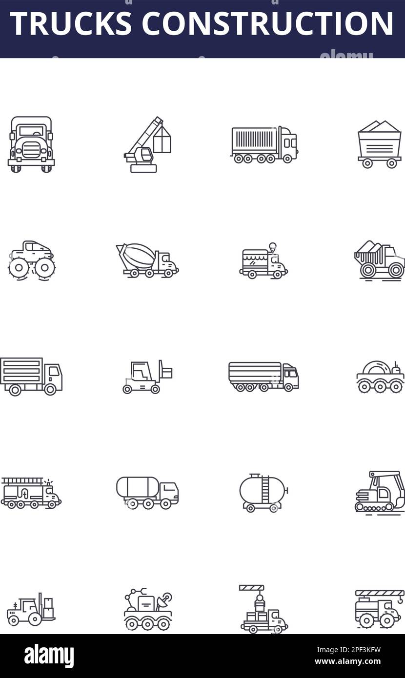 Trucks construction line vector icons and signs. industry, construction ...