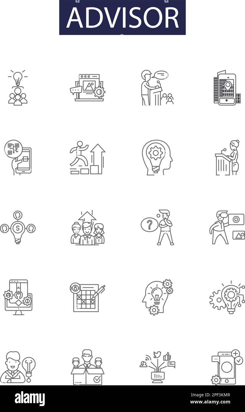 Advisor line vector icons and signs. Mentor, Guide, Adviser ...