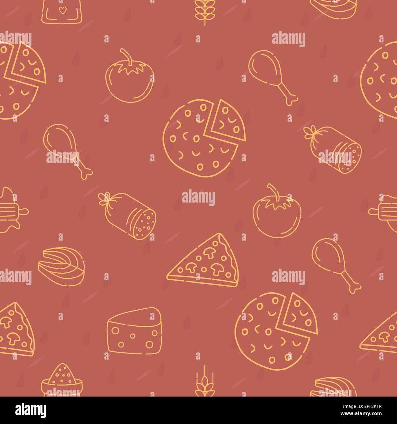 Food monochrome seamless pattern in red and yellow shades Stock Vector ...